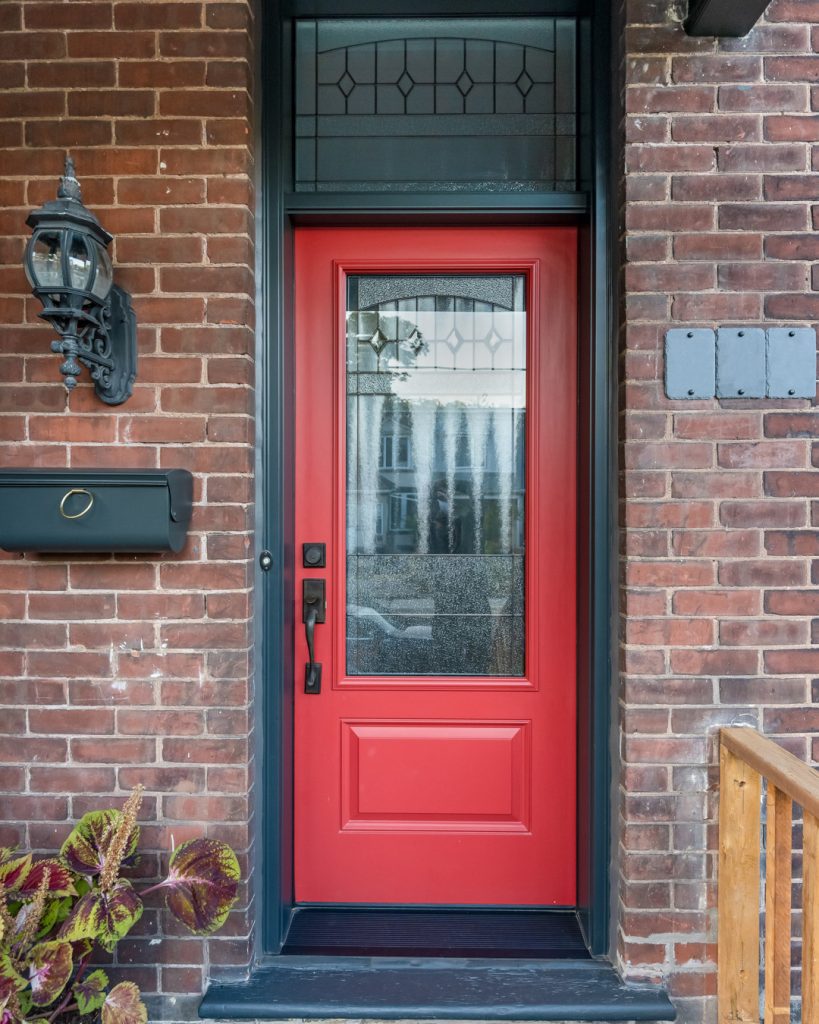 2-Panel Red Fiberglass Entry Door | Fieldstone Windows & Doors Ltd.