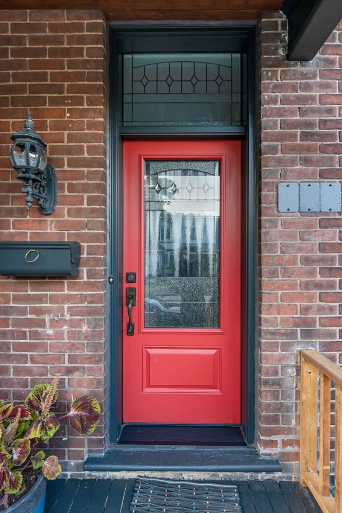 2-Panel Red Fiberglass Entry Door | Fieldstone Windows & Doors Ltd.