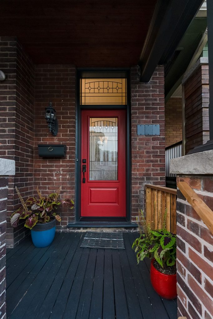 2-Panel Red Fiberglass Entry Door | Fieldstone Windows & Doors Ltd.