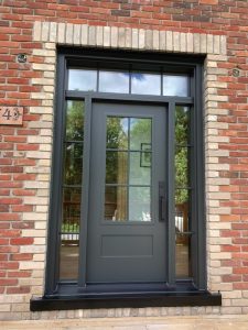 Smooth Fiberglass Door Painted in Iron Ore - Fieldstone Windows & Doors ...