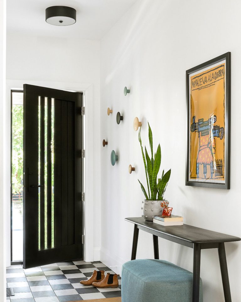 Custom Entry Door featuring vertical grooves and vertical glass ...