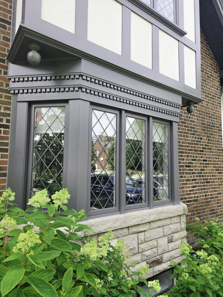 Custom Wood Windows in Toronto | Tudor-Style Diamond Leaded Glass
